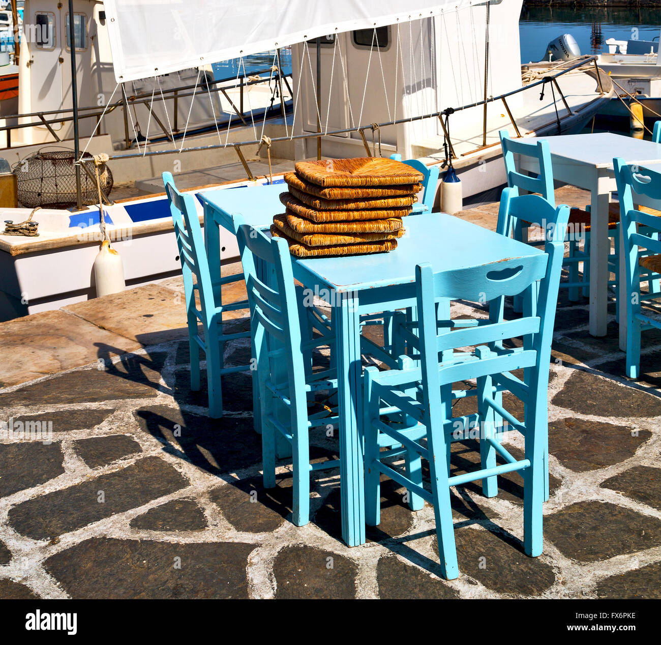 the table in santorini europe greece old restaurant chair and summer ...