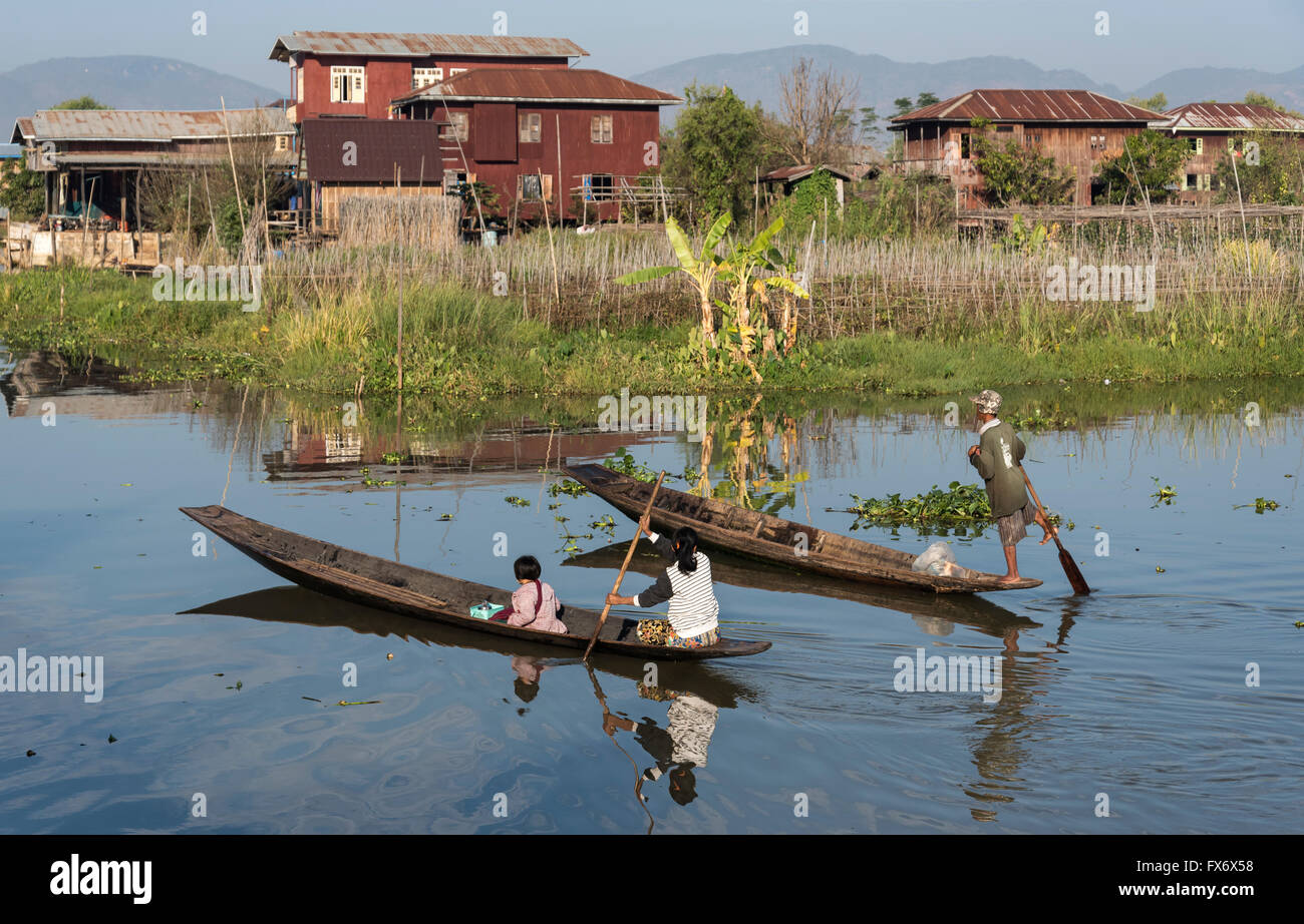 Fishing boats, Inle Lake, Burma (Myanmar Stock Photo - Alamy