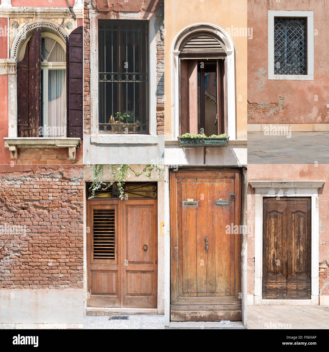 Collage of house doors and windows Stock Photo - Alamy