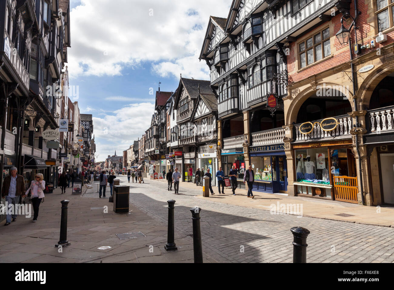 Bridge Street, Chester Rows, historic city of Chester, England Stock ...