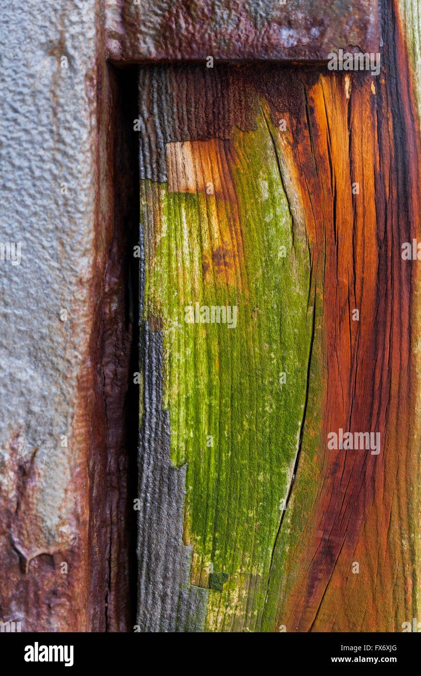 Rusty metal and weathered wood background texture Stock Photo - Alamy
