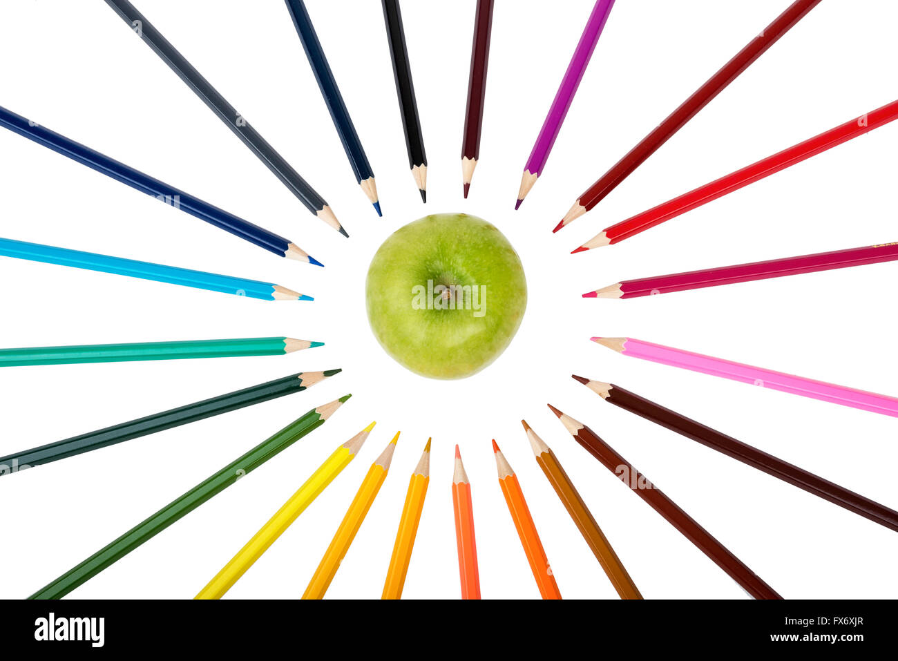 Apple with crayons Stock Photo - Alamy