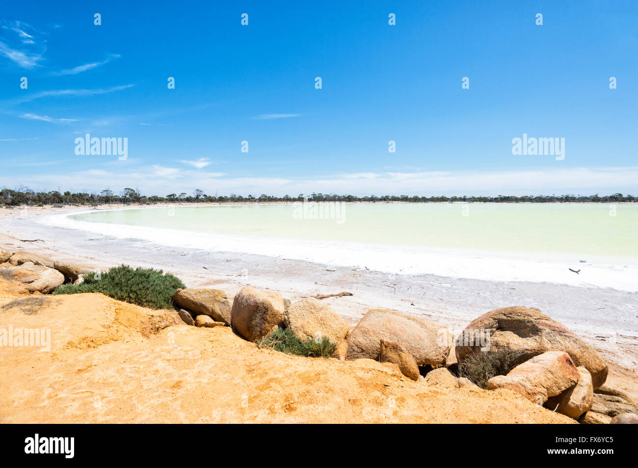 The gypsum base of this lake makes it look green. Lake Magic, Hyden ...