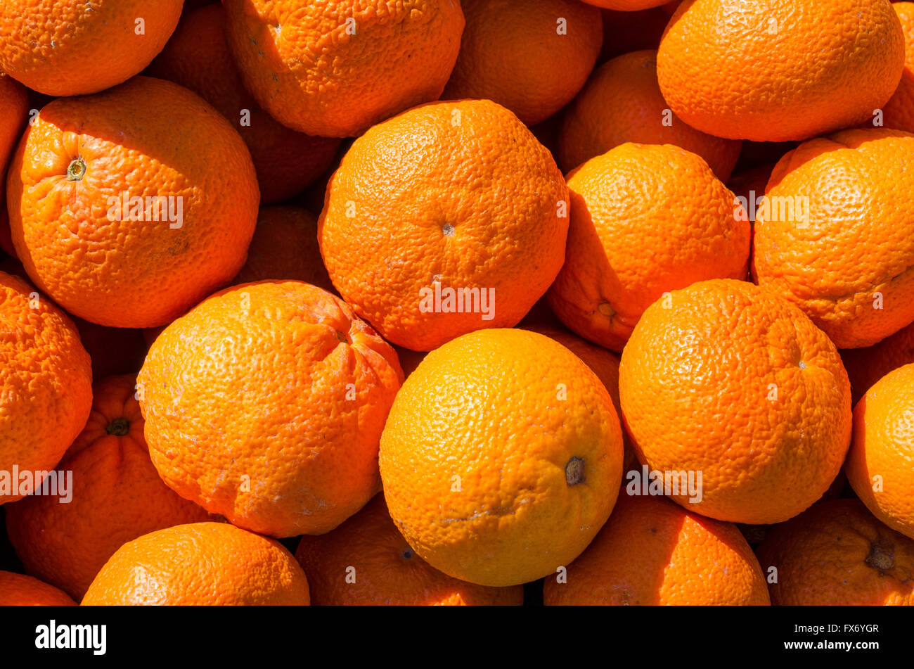 Full frame take of fresh tangerines on a street market stall Stock ...