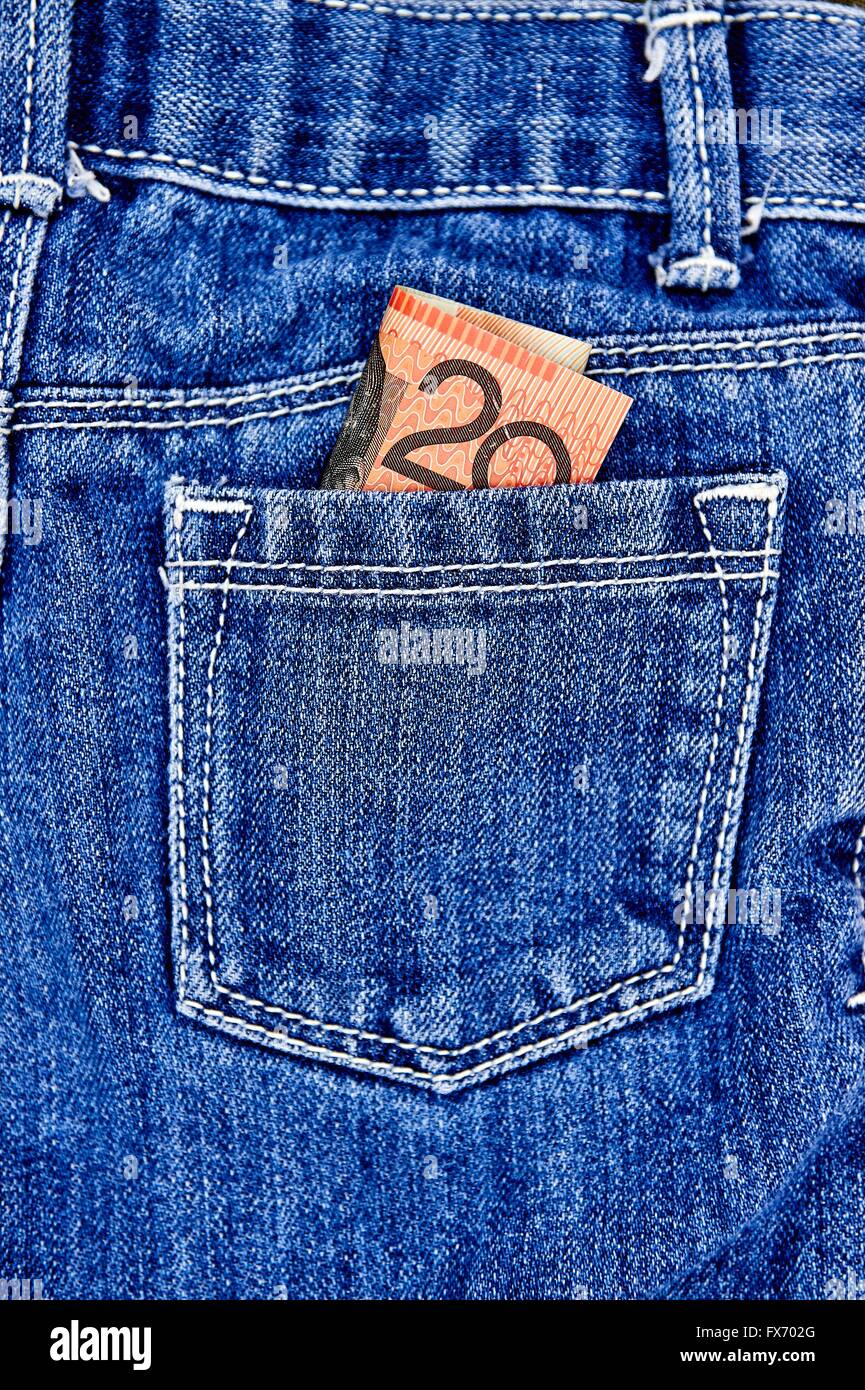 A studio photo of a denim jeans pocket Stock Photo - Alamy
