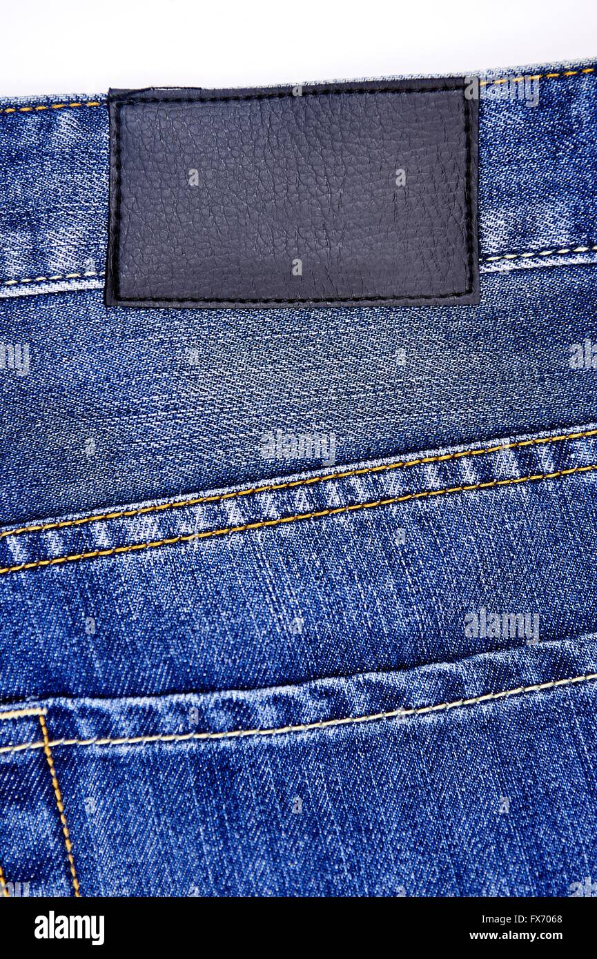 A studio photo of a denim jeans Label Stock Photo - Alamy