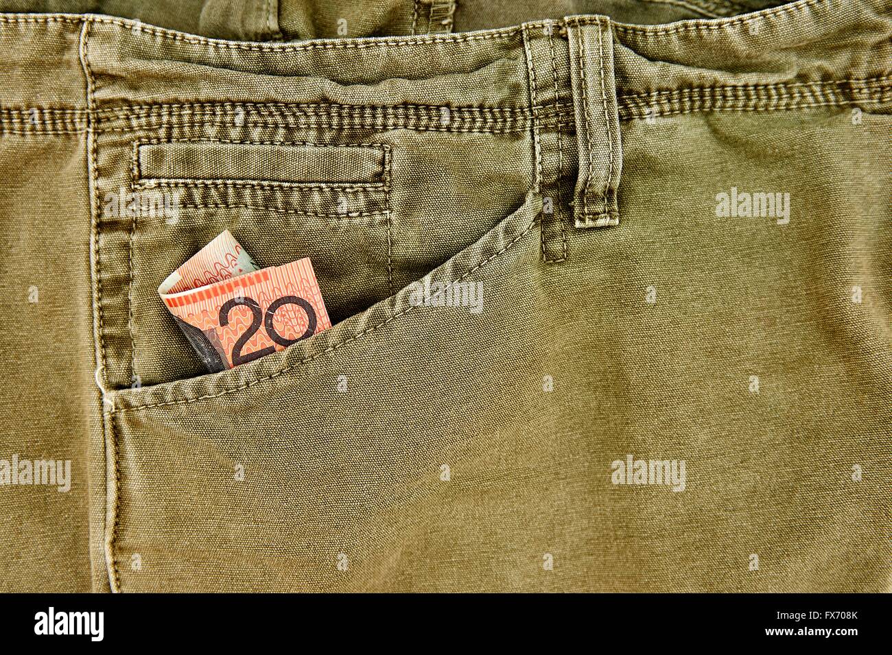 A studio photo of a cargo pants pocket Stock Photo - Alamy