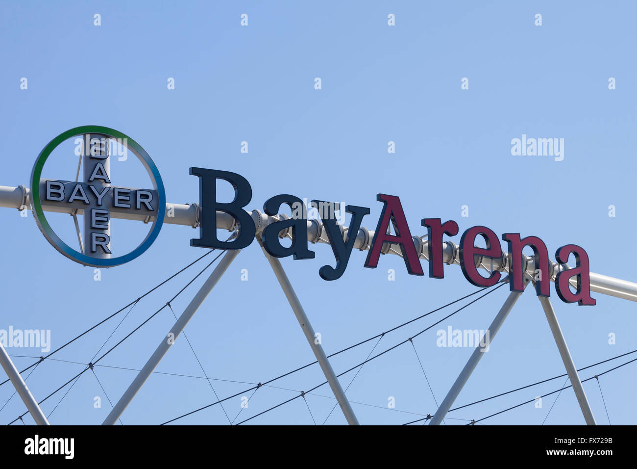 Bayer cross, BayArena sign, football stadium, Bayer 04 Leverkusen ...