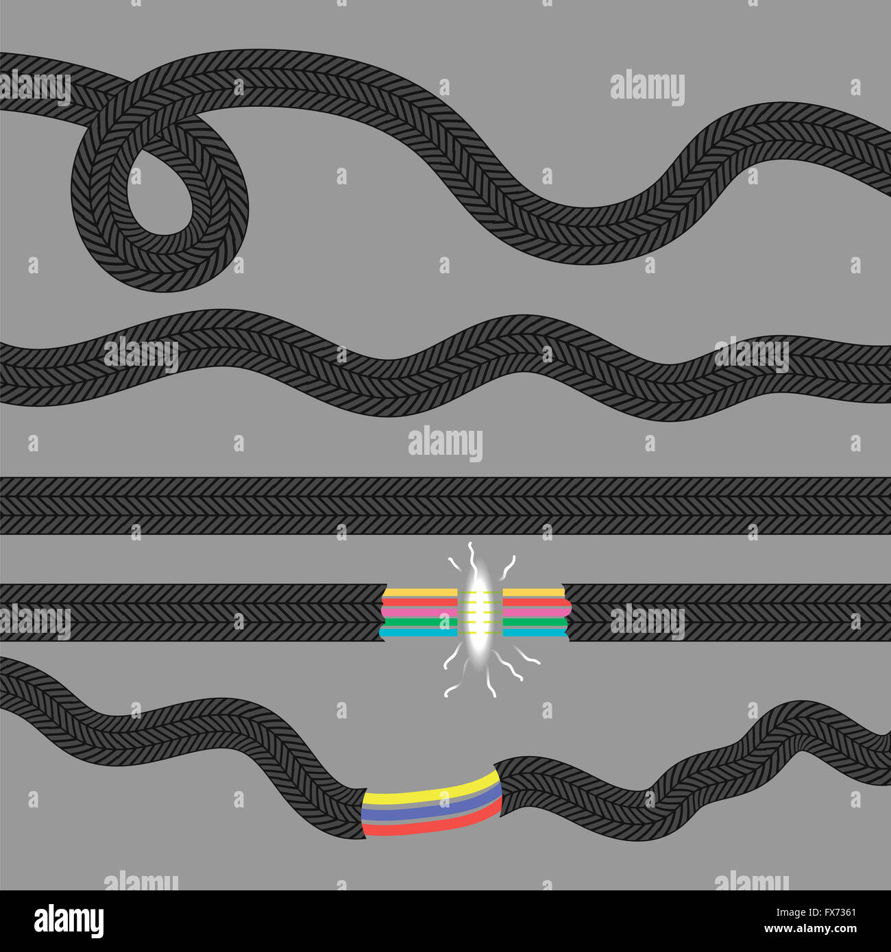 Set of Cables. Damaged Cable Stock Photo - Alamy