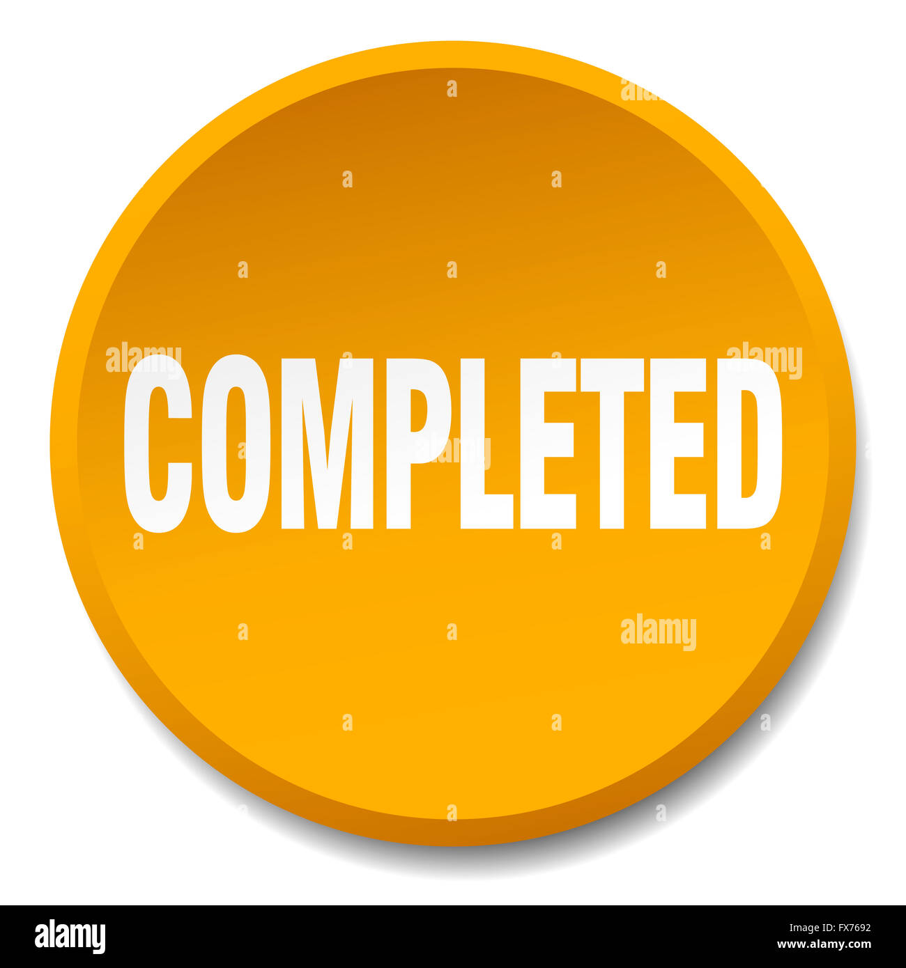 completed orange round flat isolated push button Stock Photo - Alamy