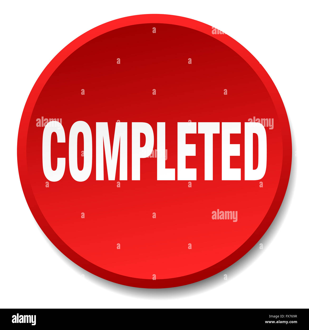 completed red round flat isolated push button Stock Photo - Alamy