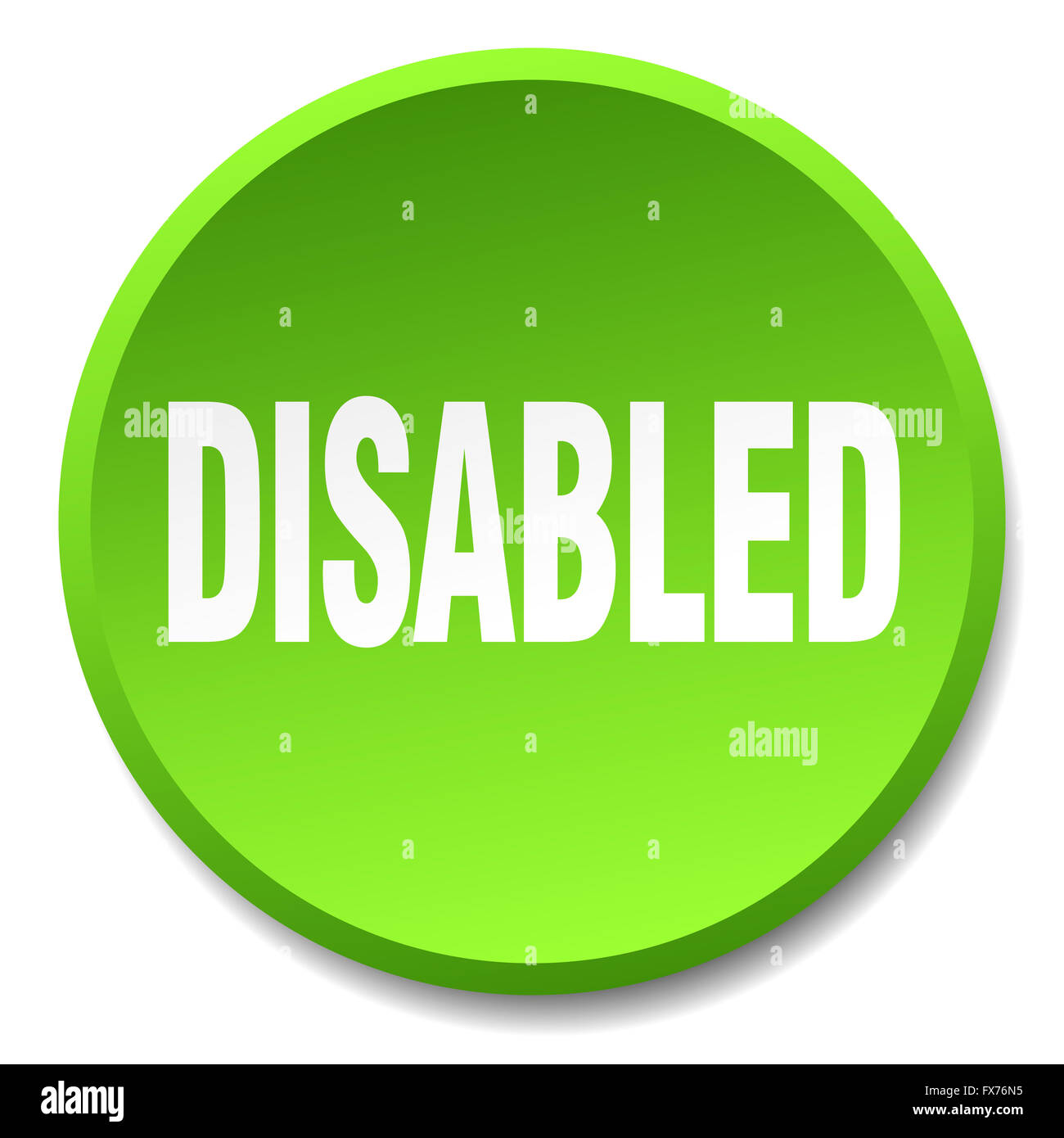 disabled green round flat isolated push button Stock Photo - Alamy