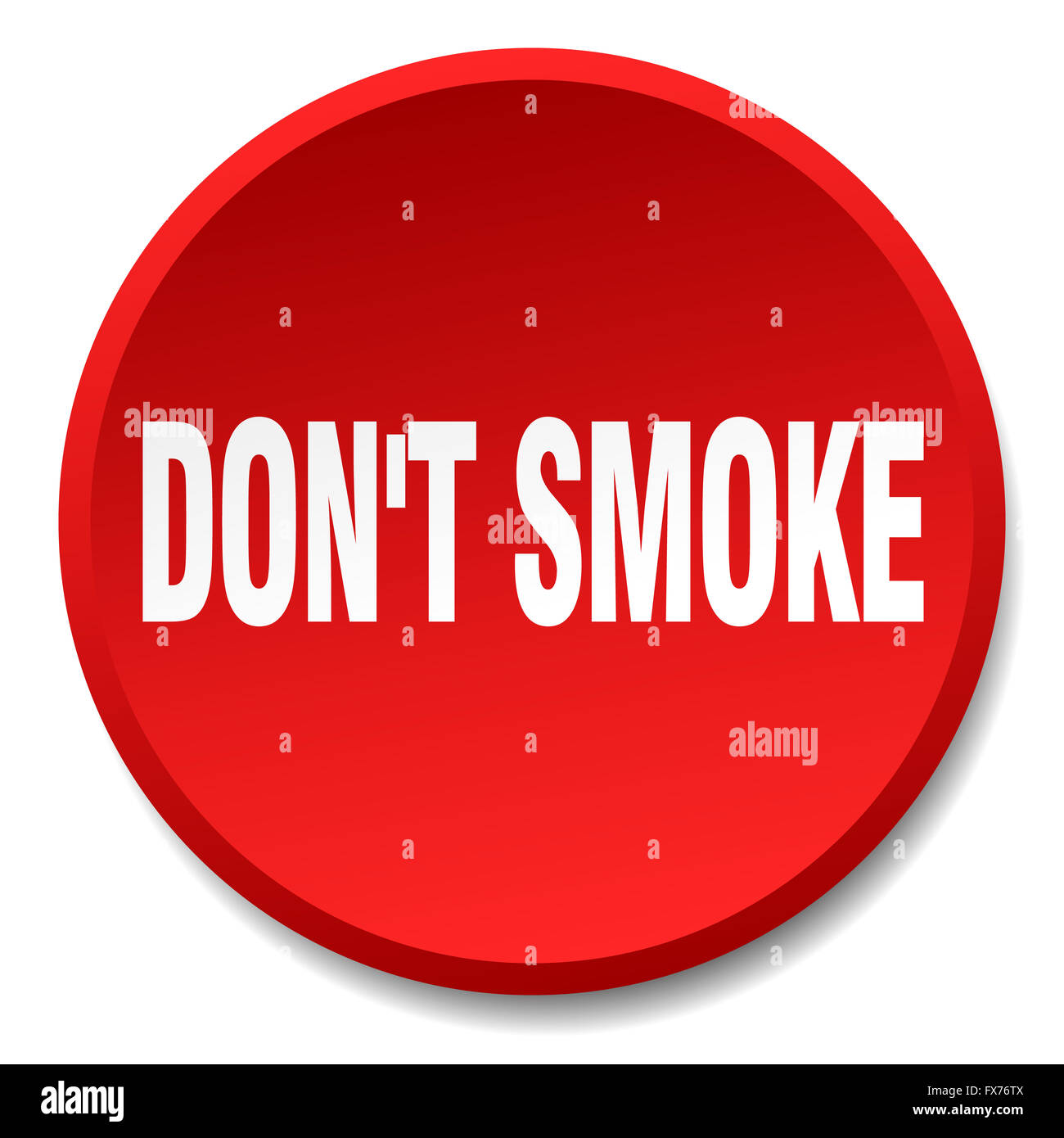don't smoke red round flat isolated push button Stock Photo - Alamy