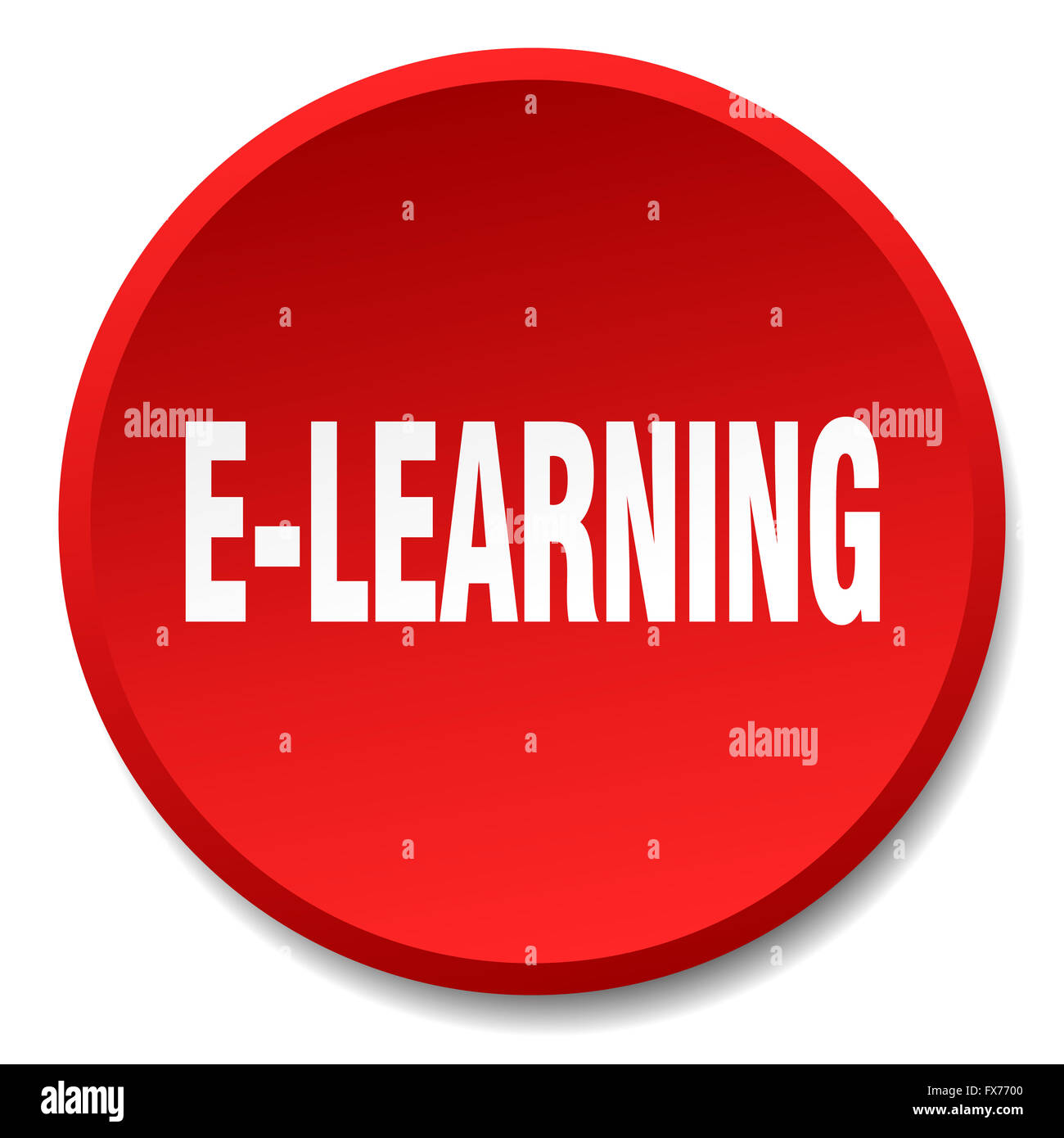 e-learning red round flat isolated push button Stock Photo - Alamy