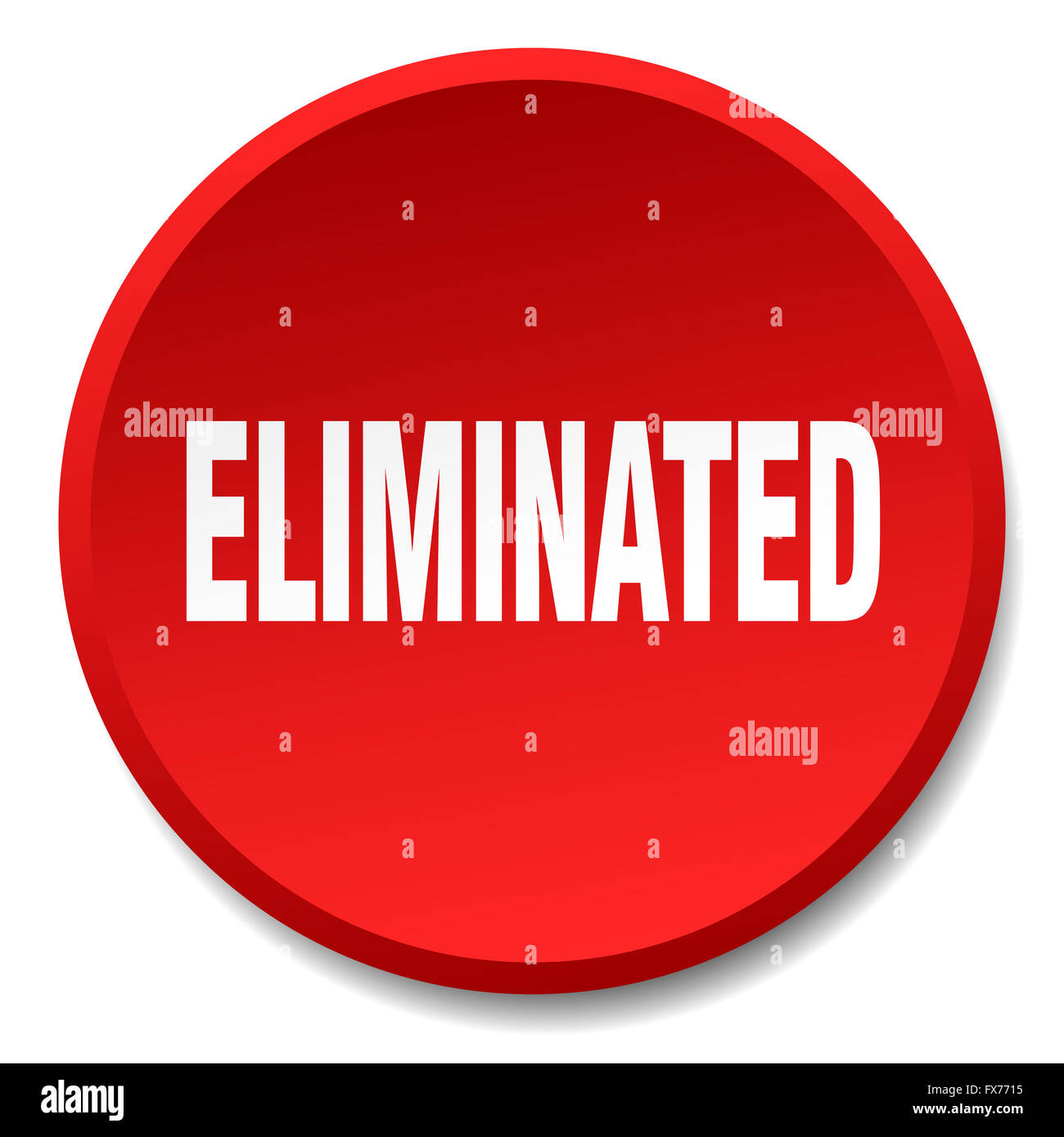 eliminated red round flat isolated push button Stock Photo - Alamy