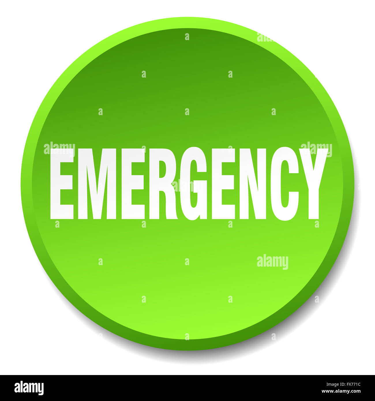 emergency green round flat isolated push button Stock Photo - Alamy
