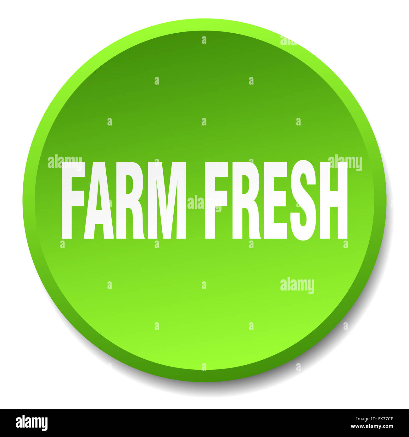 farm fresh green round flat isolated push button Stock Photo - Alamy