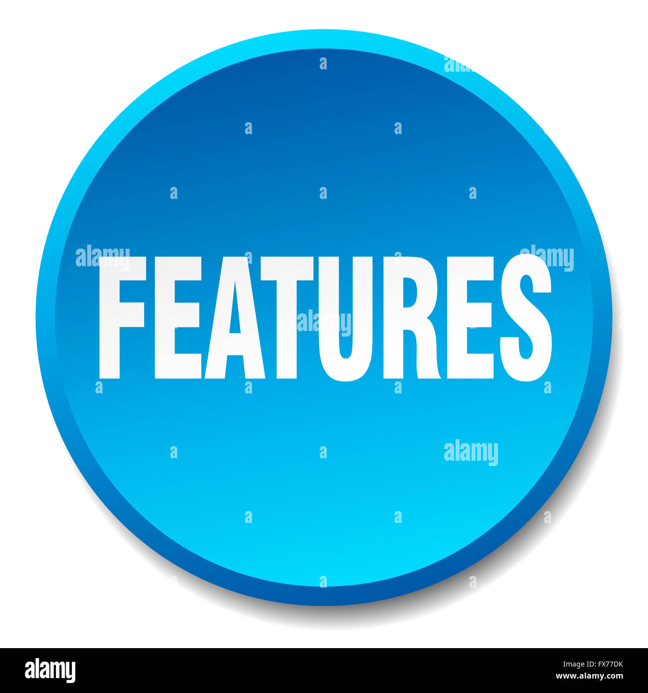 features blue round flat isolated push button Stock Photo - Alamy