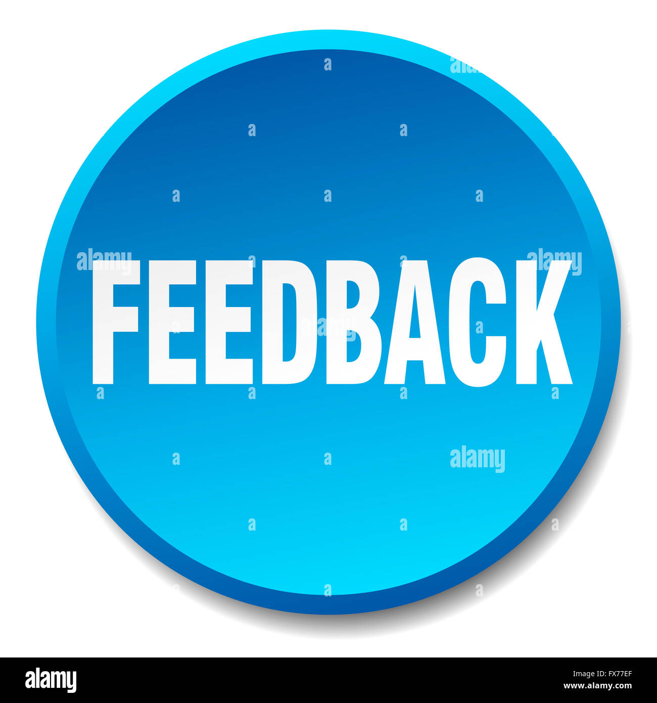 feedback blue round flat isolated push button Stock Photo - Alamy
