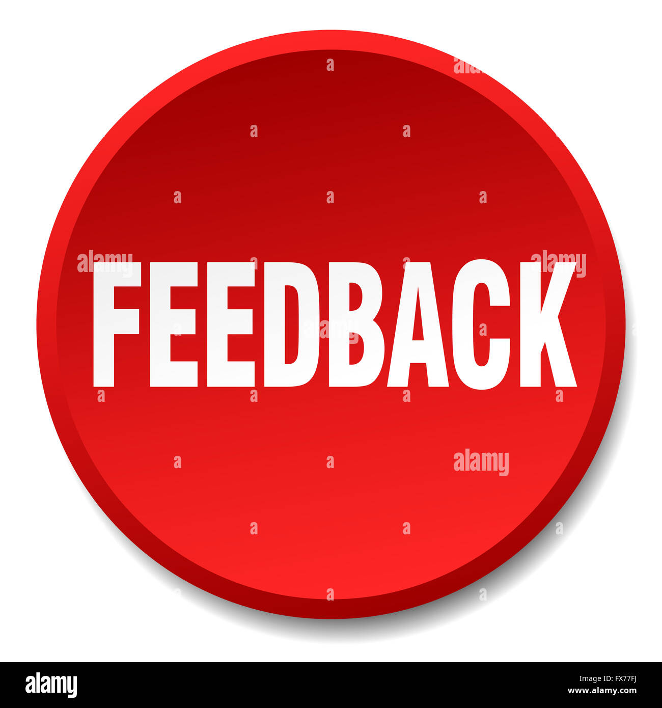 feedback red round flat isolated push button Stock Photo - Alamy