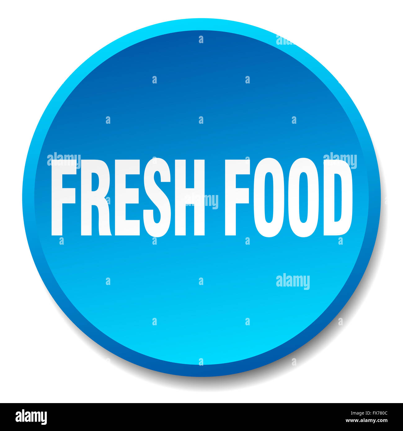fresh food blue round flat isolated push button Stock Photo - Alamy