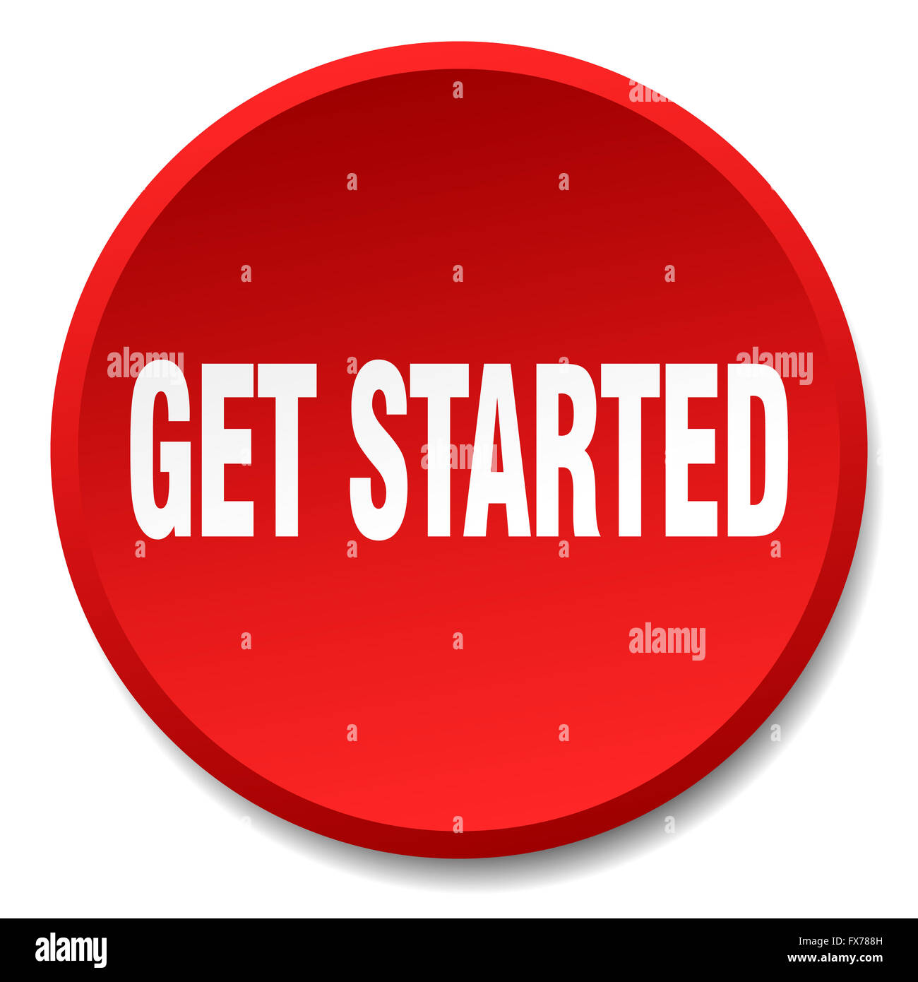 get started red round flat isolated push button Stock Photo - Alamy