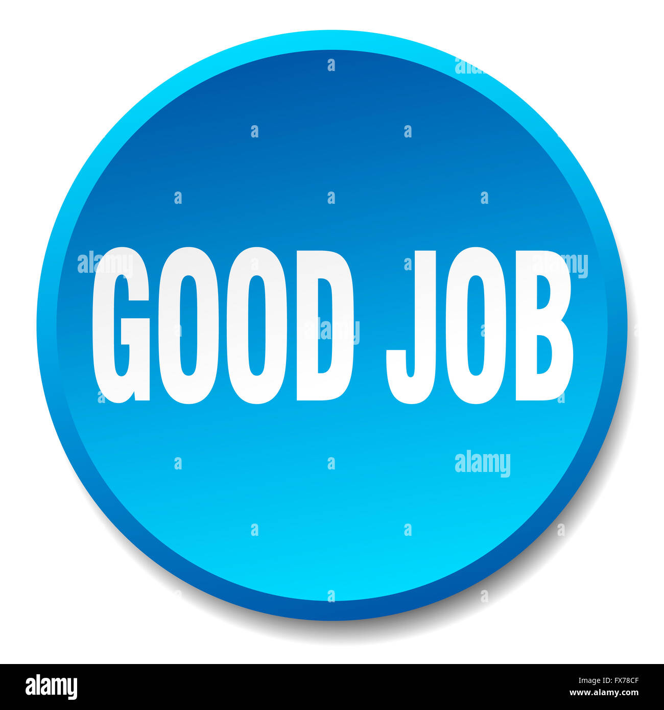 good job blue round flat isolated push button Stock Photo - Alamy