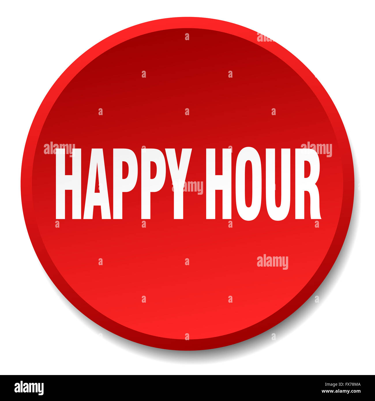 happy hour red round flat isolated push button Stock Photo - Alamy