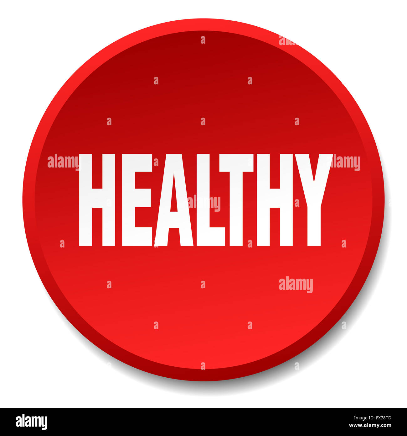 healthy red round flat isolated push button Stock Photo - Alamy