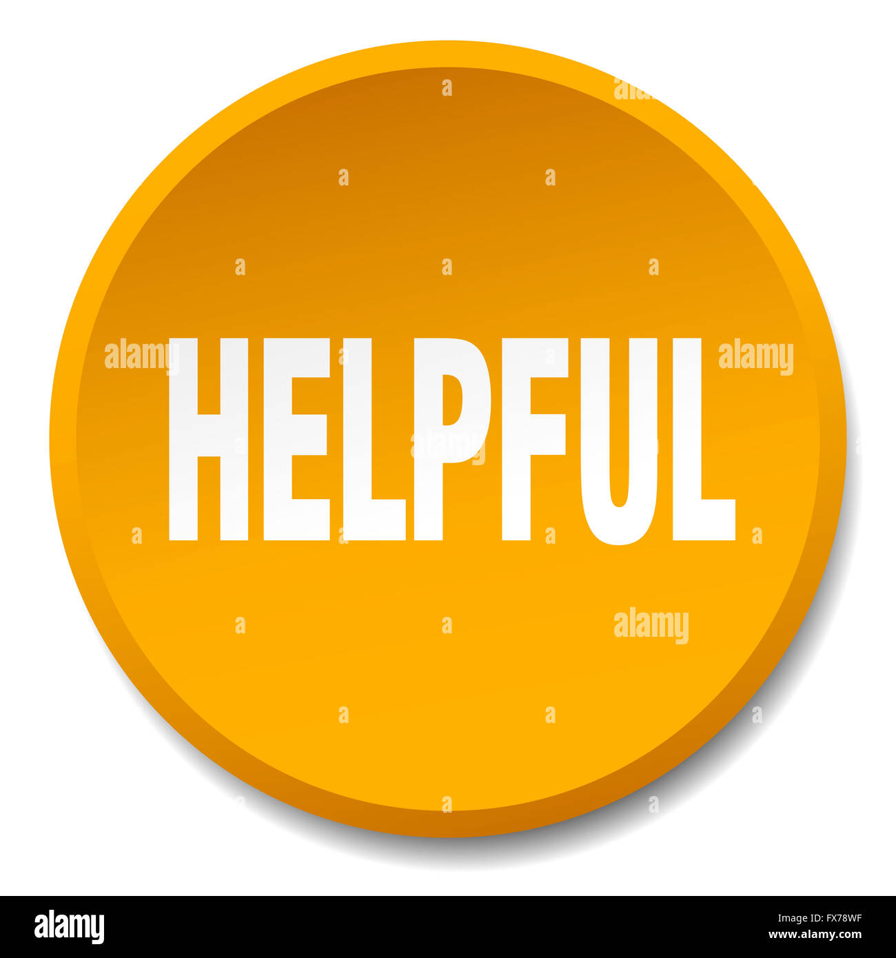 helpful orange round flat isolated push button Stock Photo - Alamy