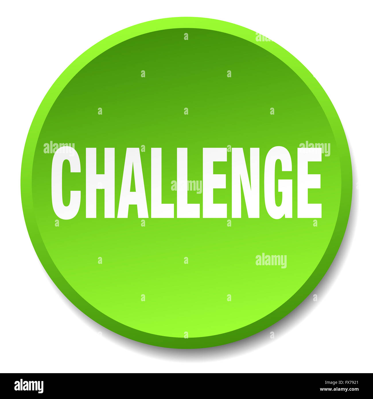 challenge green round flat isolated push button Stock Photo - Alamy
