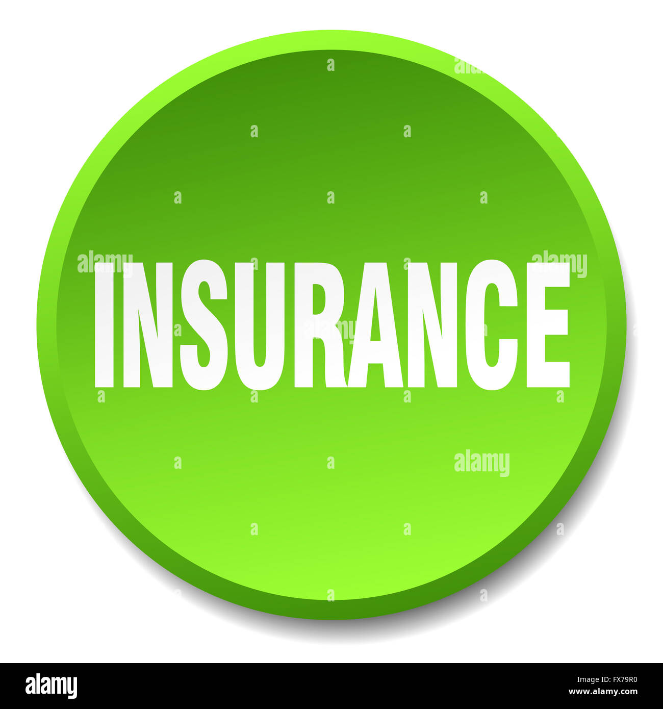 insurance green round flat isolated push button Stock Photo - Alamy
