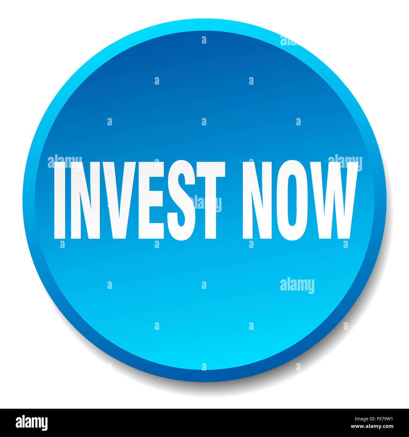 invest now blue round flat isolated push button Stock Photo - Alamy