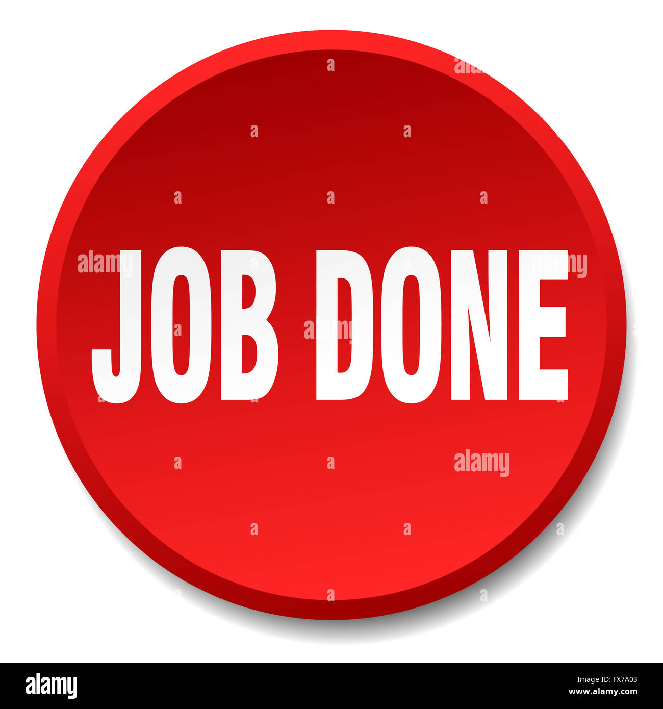 job done red round flat isolated push button Stock Photo - Alamy