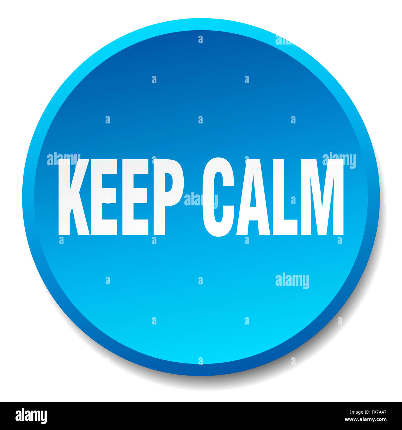 keep calm blue round flat isolated push button Stock Photo - Alamy