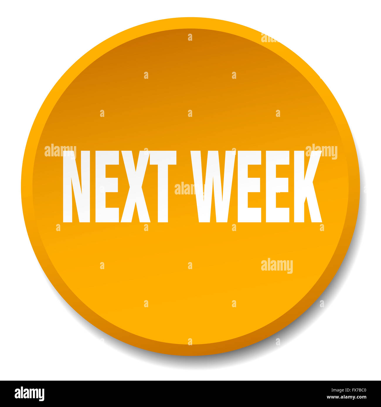 next week orange round flat isolated push button Stock Photo - Alamy