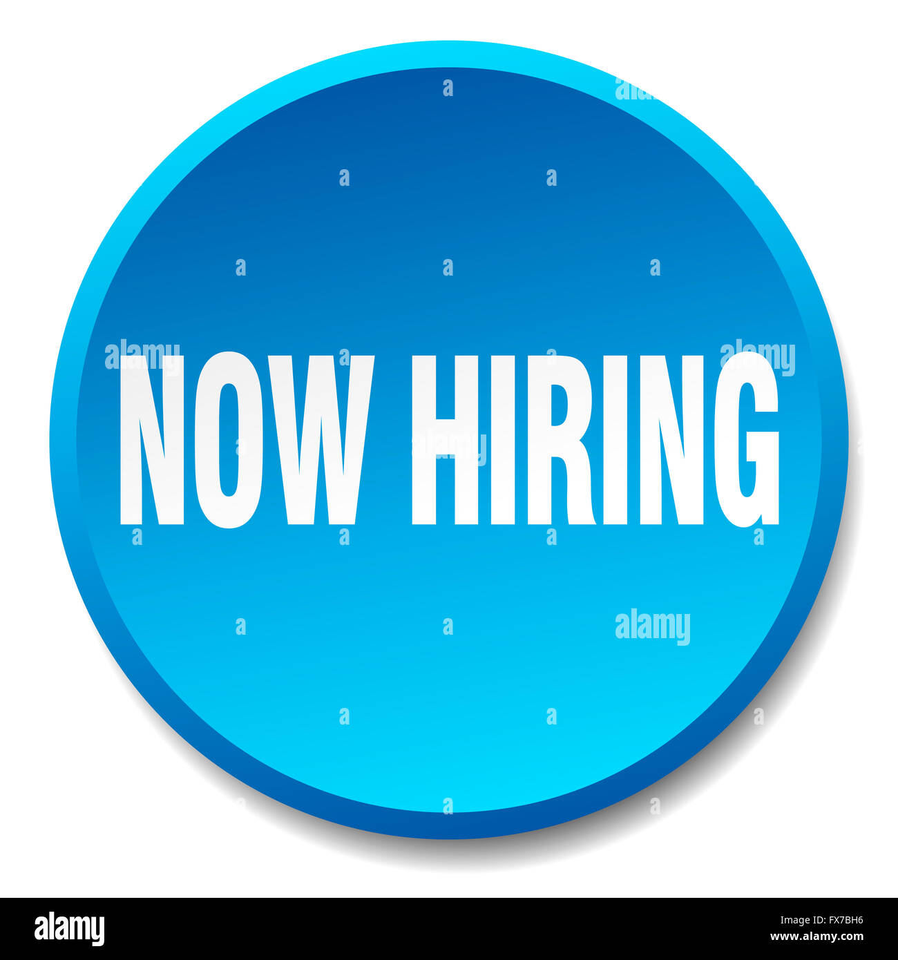 now hiring blue round flat isolated push button Stock Photo - Alamy