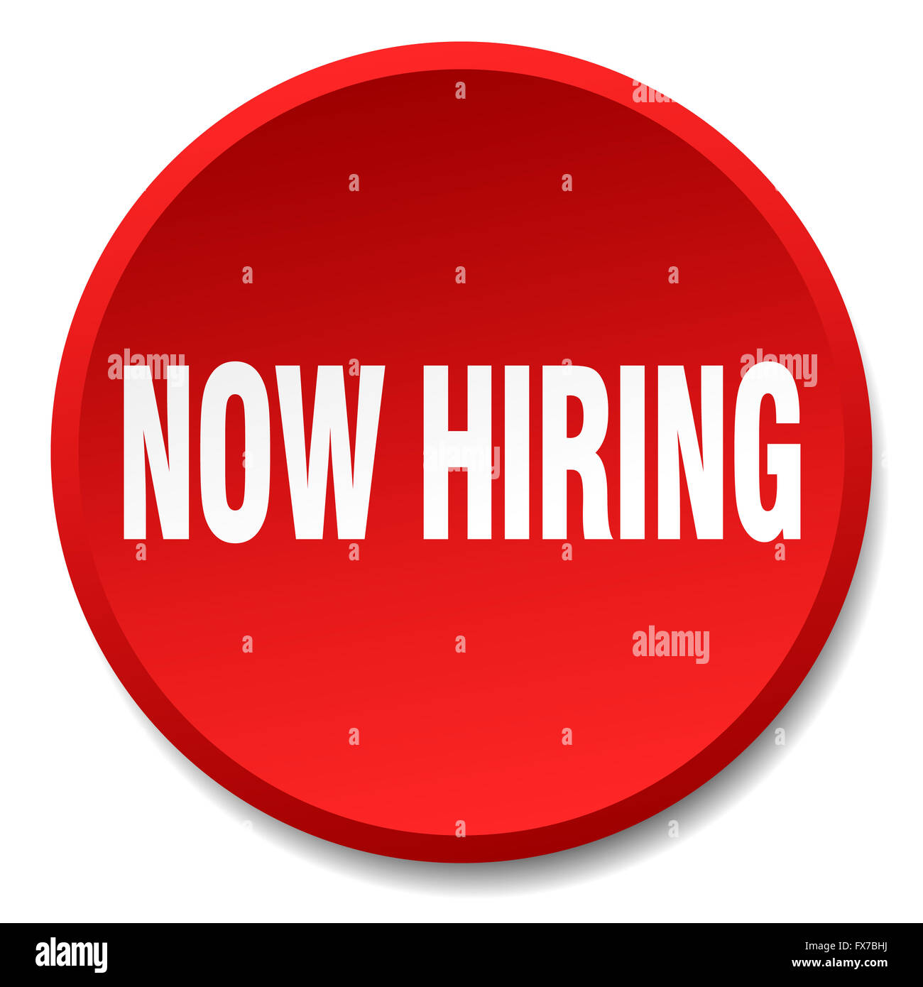 now hiring red round flat isolated push button Stock Photo - Alamy