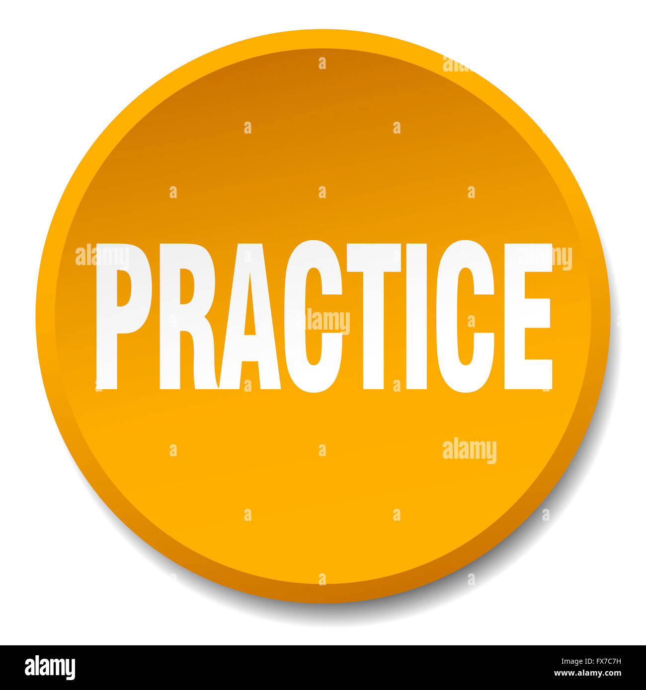 practice orange round flat isolated push button Stock Photo - Alamy