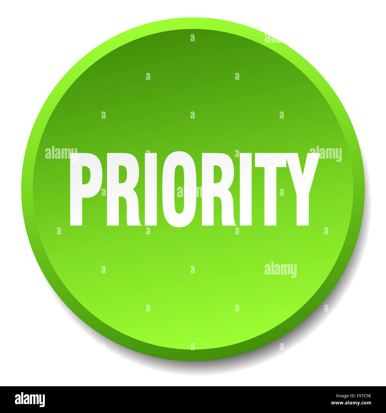 priority green round flat isolated push button Stock Photo - Alamy