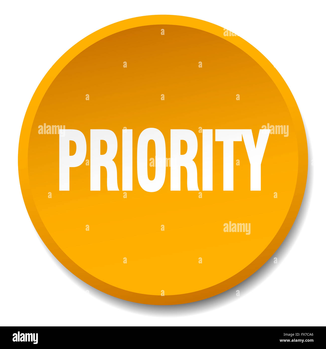 priority orange round flat isolated push button Stock Photo - Alamy