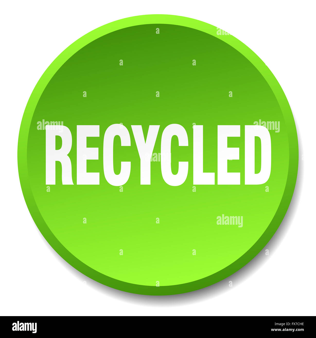 recycled green round flat isolated push button Stock Photo - Alamy