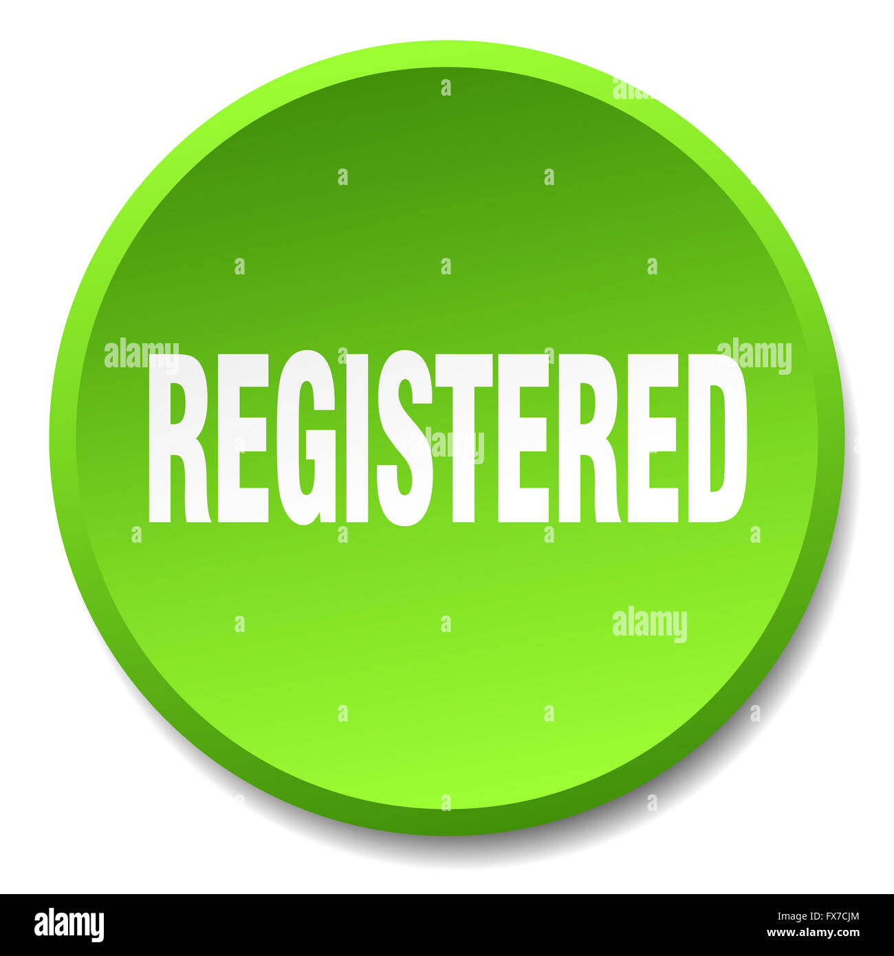 registered green round flat isolated push button Stock Photo - Alamy