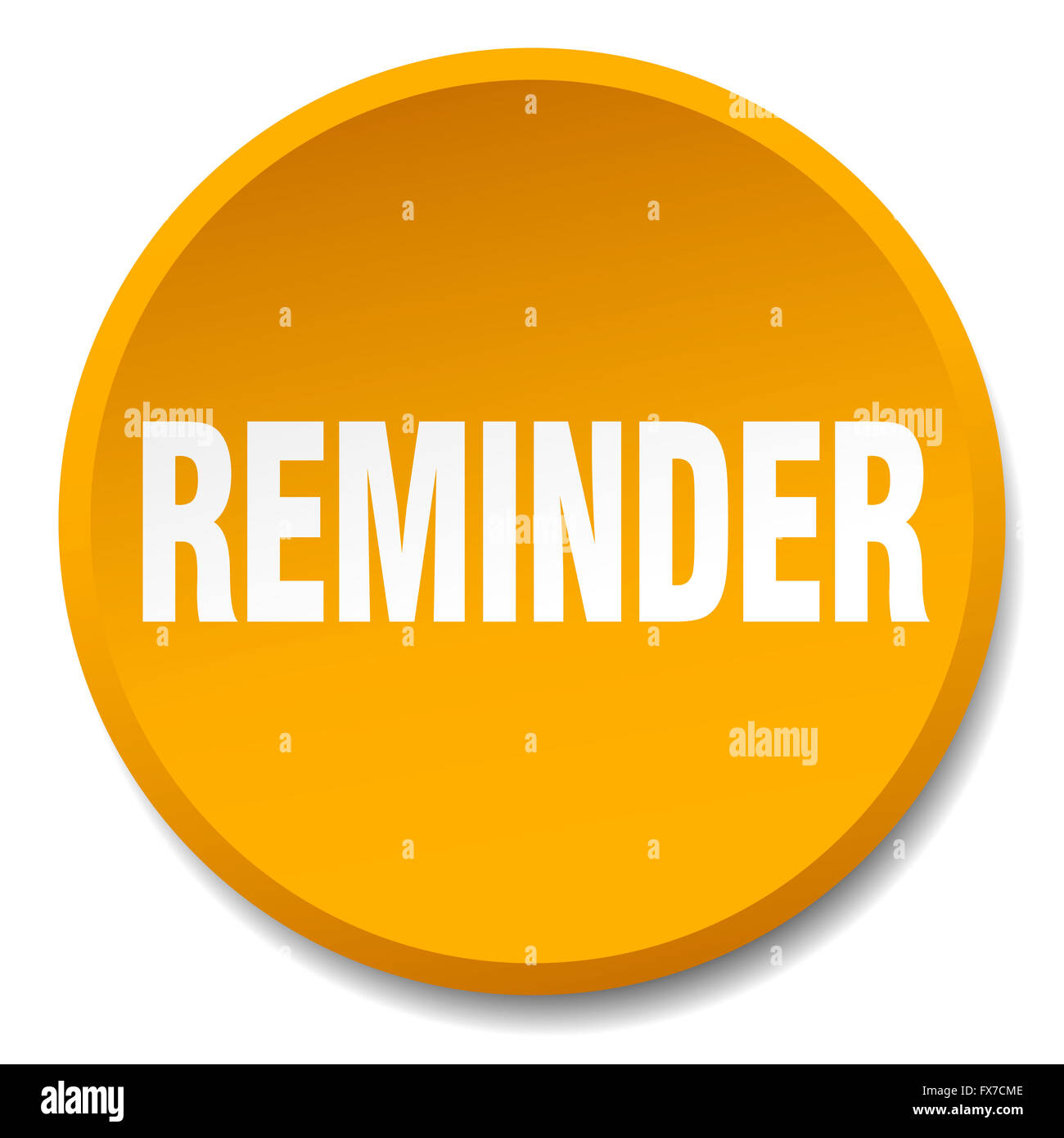 reminder orange round flat isolated push button Stock Photo - Alamy