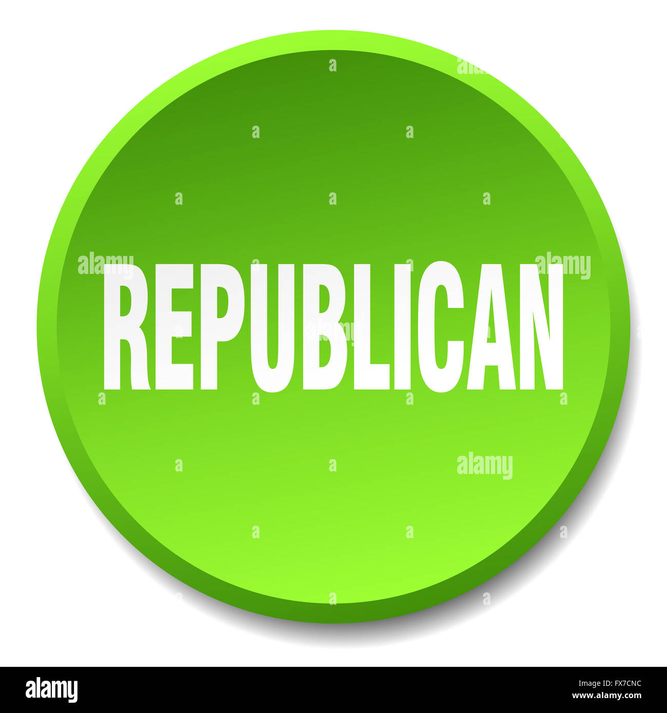 republican green round flat isolated push button Stock Photo - Alamy