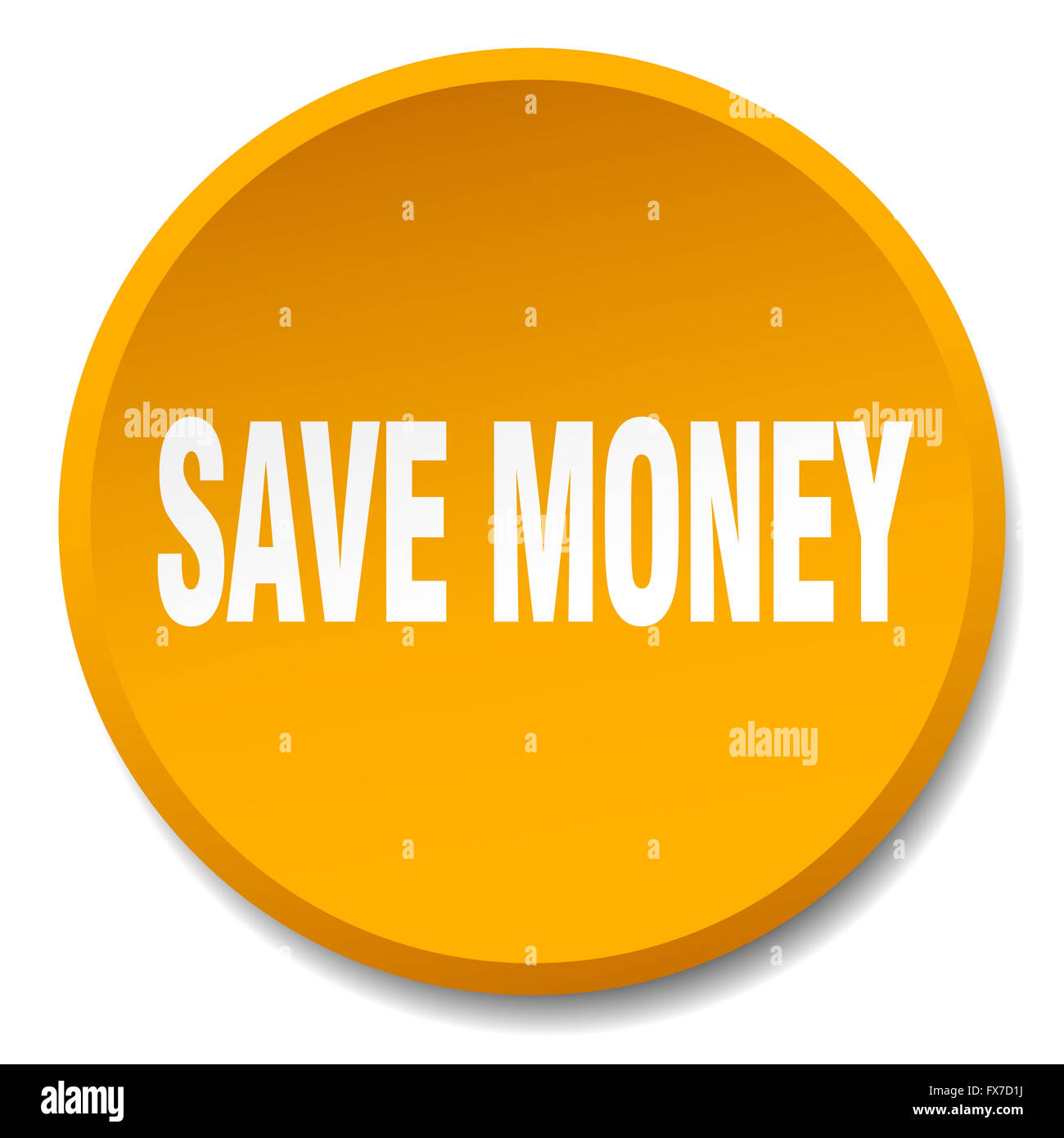 save money orange round flat isolated push button Stock Photo - Alamy