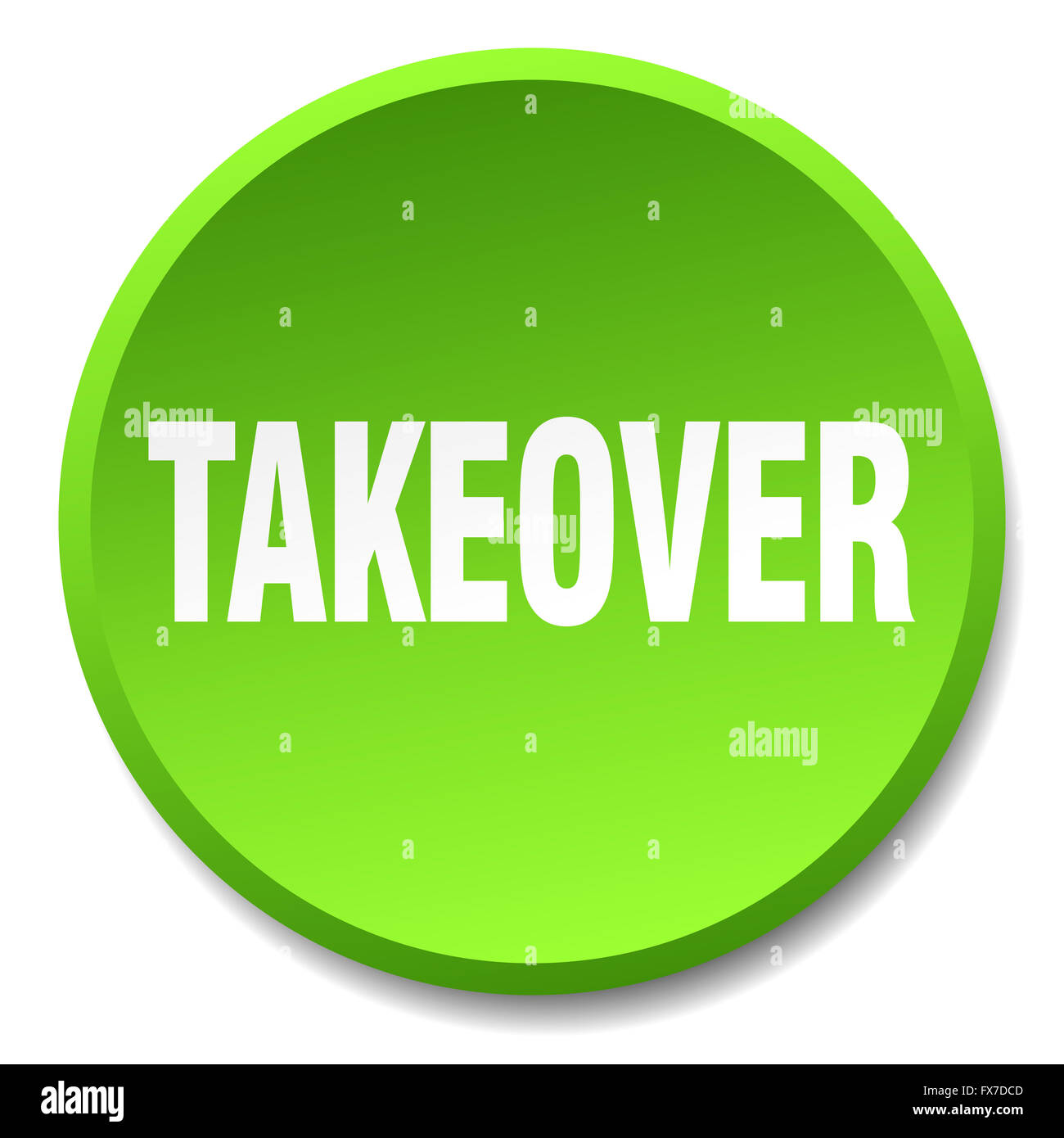 takeover green round flat isolated push button Stock Photo - Alamy