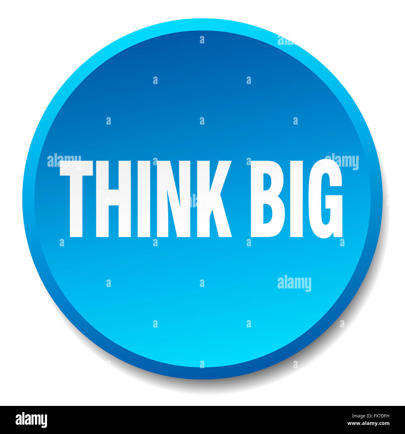 think big blue round flat isolated push button Stock Photo - Alamy