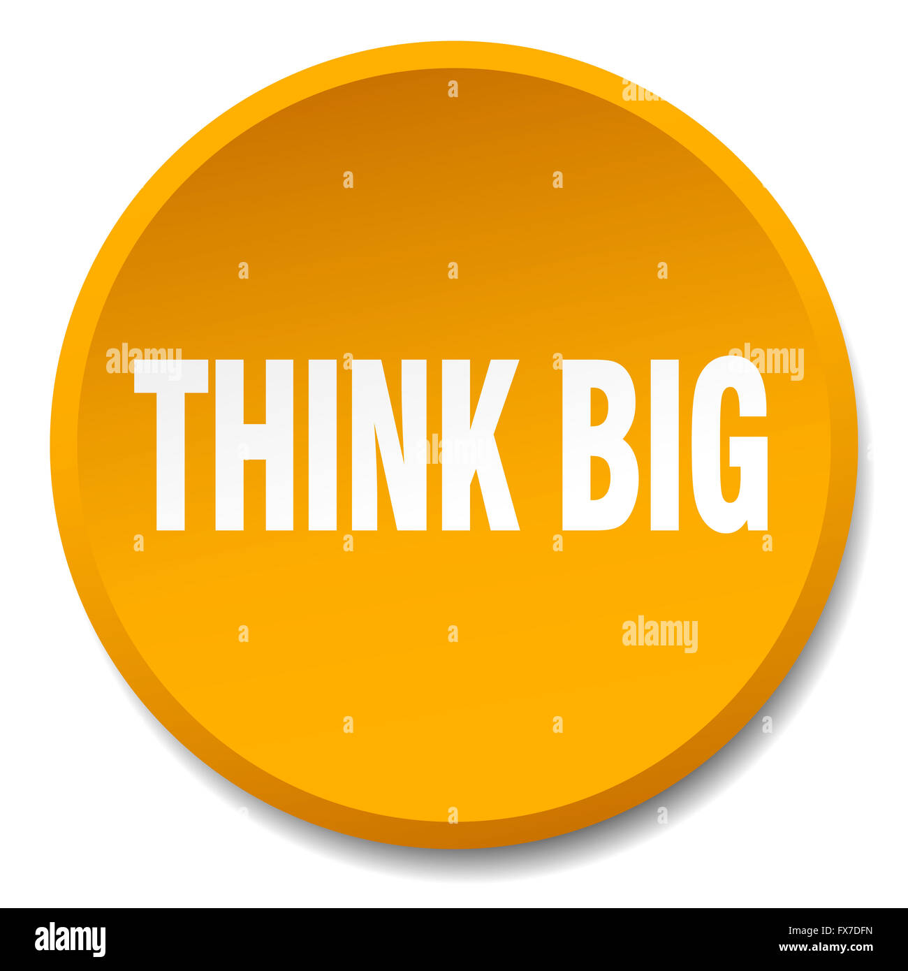 think big orange round flat isolated push button Stock Photo - Alamy