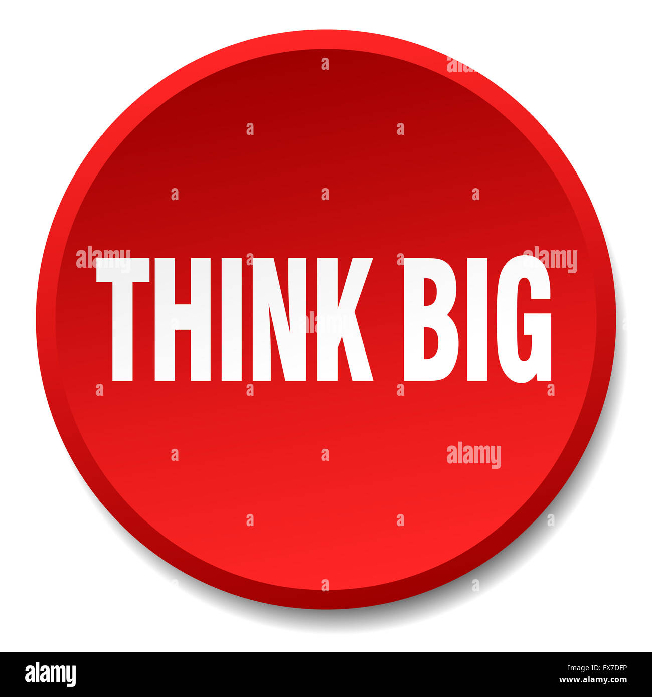 think big red round flat isolated push button Stock Photo - Alamy